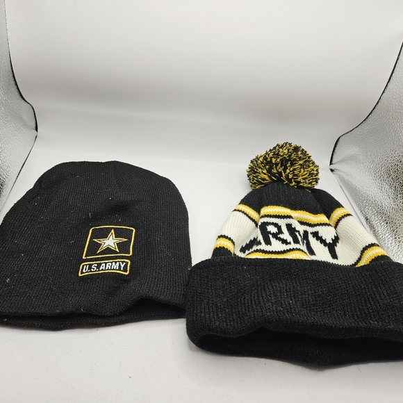 Source Unknown | Accessories | 2 Us Army Black Yellow Skull Cap And ...